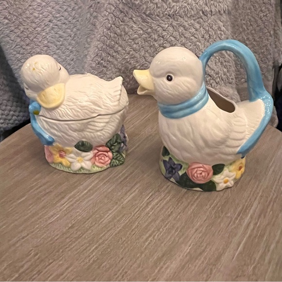 Source Unknown | Dining | Ceramic Duck Sugarcreamer Containers Handle 2 ...